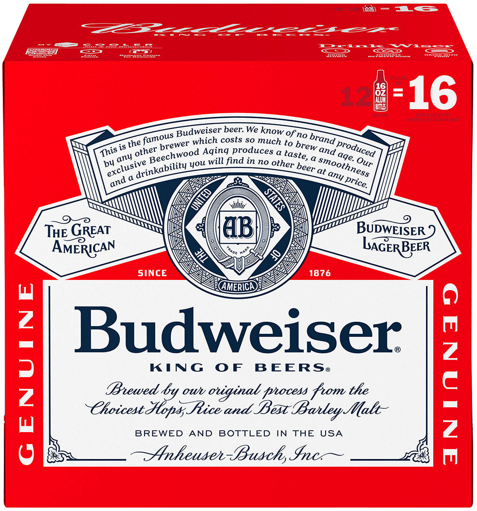 Budweiser 2x 12 Pack (16 oz Aluminum Bottles) (24 Pack) – The Booze Outlet