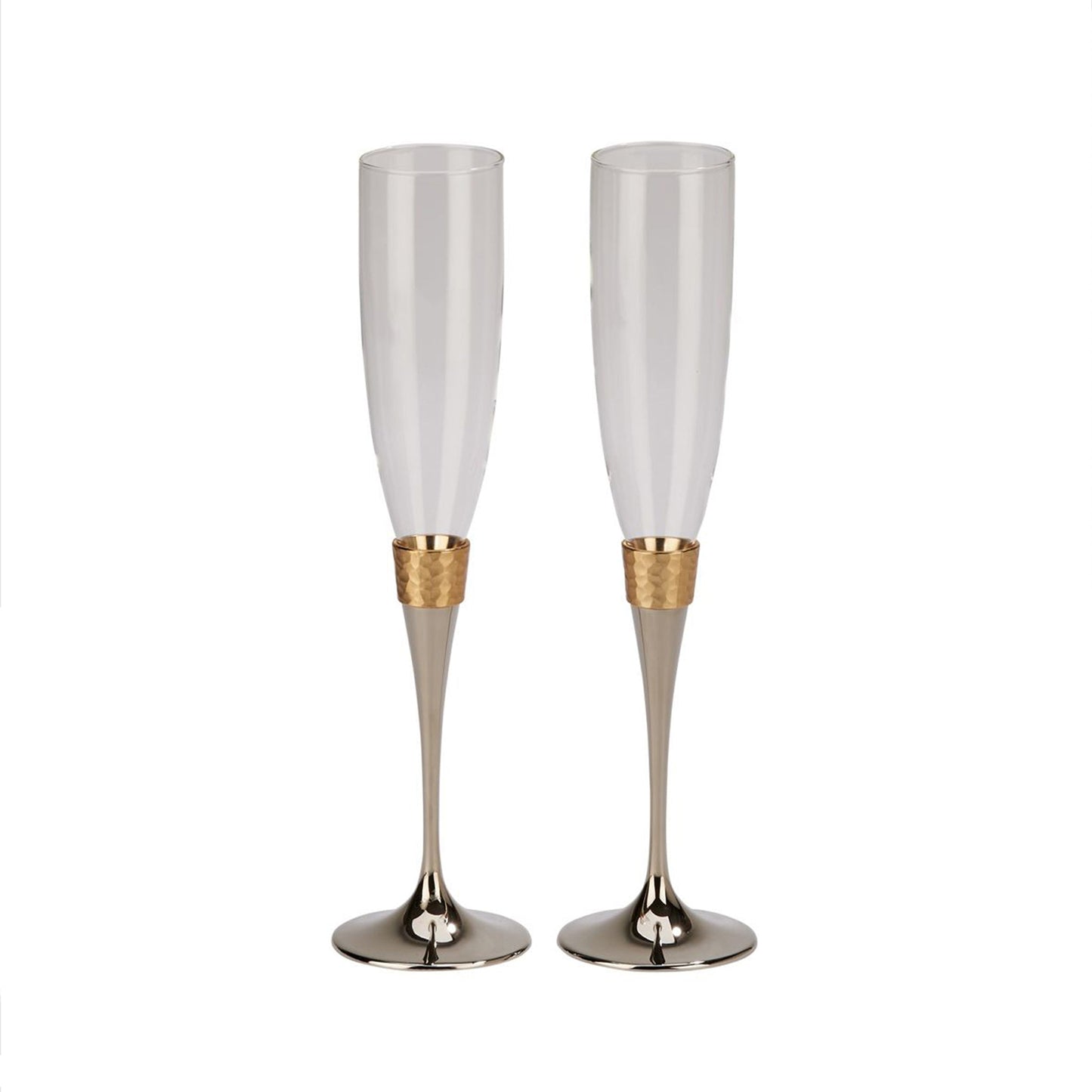 Hammered Gold Band Champagne Flutes Set – The Booze Outlet
