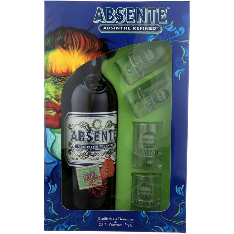 ABSENTE ABSINTHE 110 W/ 4 SHOT GLASSES 750ML – The Booze Outlet