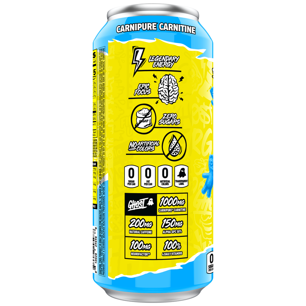 Ghost Zero Sugar Energy Drink, Sour Patch Kids Blue Raspberry, 16 fl o ...