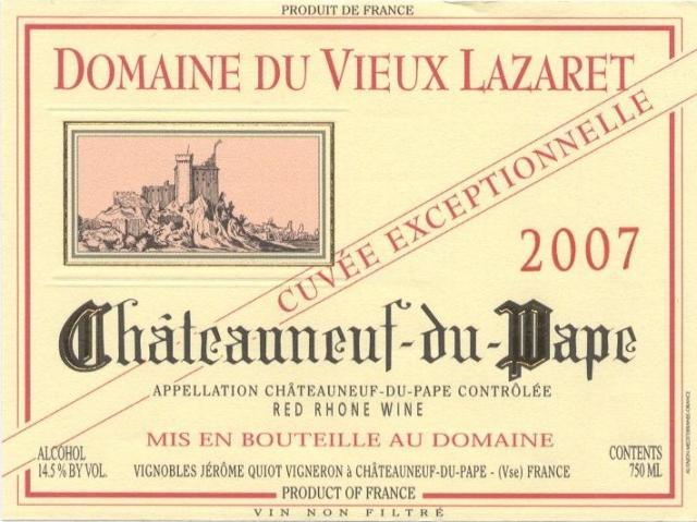 DOM VIEUX LAZARET CHAT-DU-PAPE CUVEE EXCEPTIONNELLE 2022 750 mL – The ...